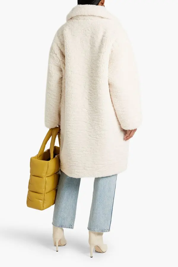 Stand Studio Anika Teddy Fleece Coat In Ivory - 85% Off | Editorialist