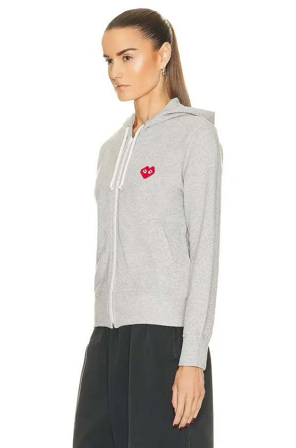 Play Comme Des Garcon Invader Hooded Sweatshirt - Grey