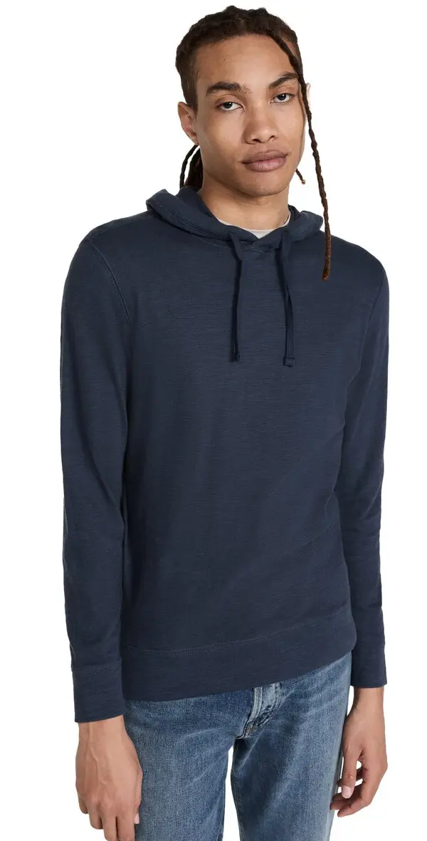 Faherty Brand Slubbed Jersey Hoodie - Blue Nights