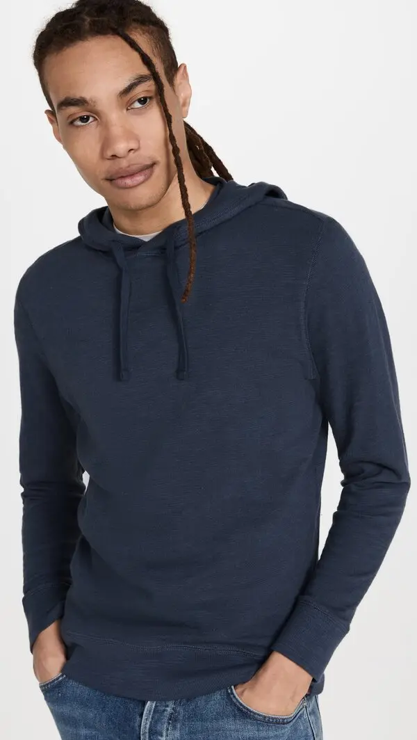 Faherty Brand Slubbed Jersey Hoodie - Blue Nights