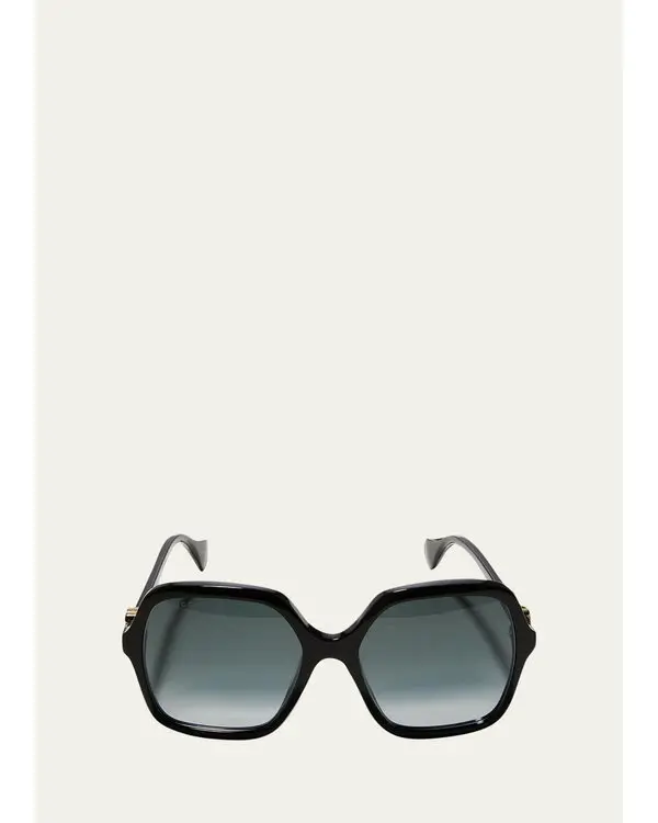 Gucci Oversize Rectangle Acetate Sunglasses - Solid Black