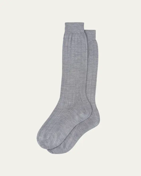 Miu Miu Ribbed Silk Socks - Grigio