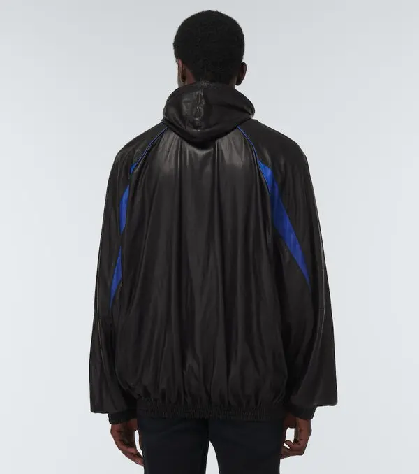 Balenciaga Leather Hooded Jacket