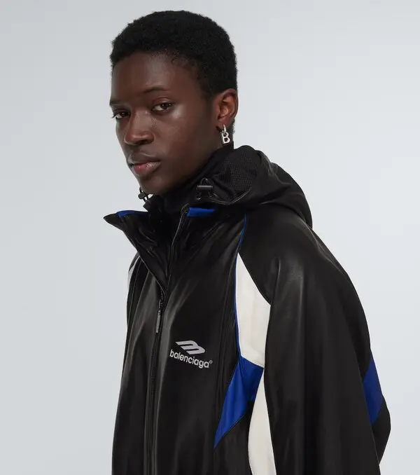 Balenciaga Leather Hooded Jacket