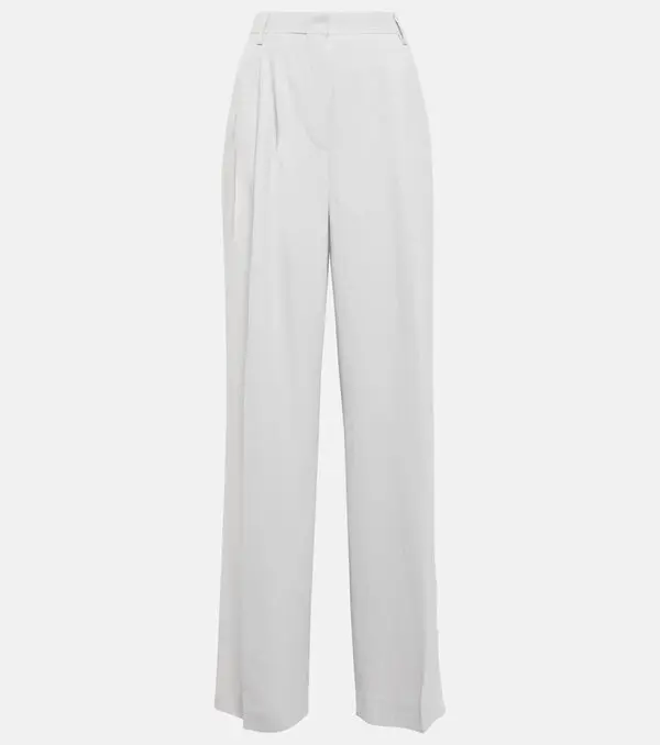 Dries Van Noten Pleated Wide Leg Trousers - Grey