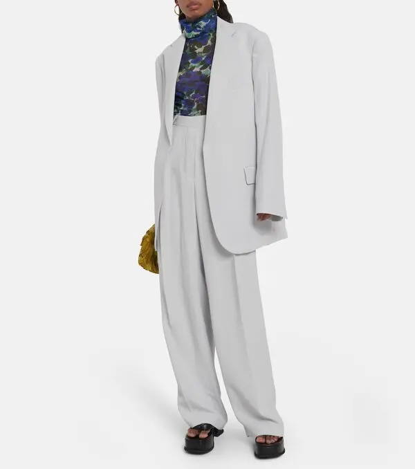 Dries Van Noten Pleated Wide Leg Trousers - Grey