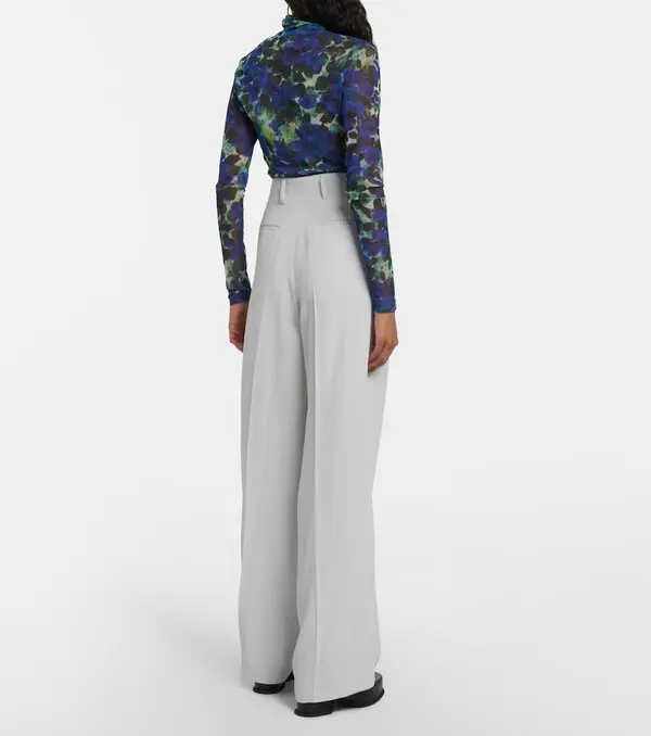 Dries Van Noten Pleated Wide Leg Trousers - Grey