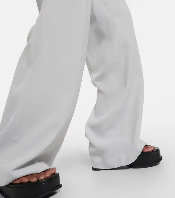 Dries Van Noten Pleated Wide Leg Trousers - Grey