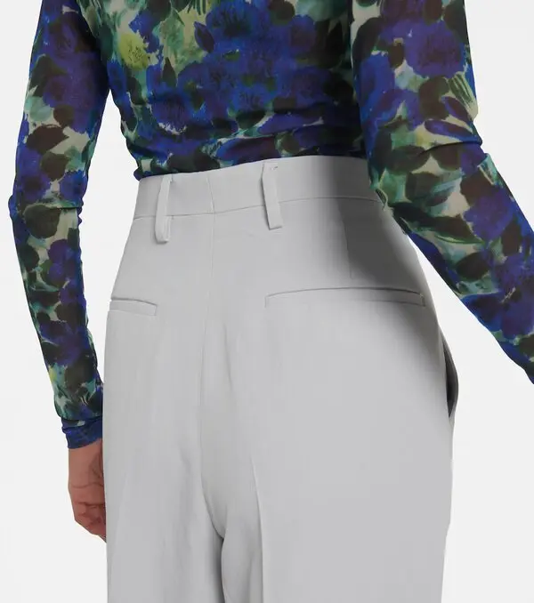 Dries Van Noten Pleated Wide Leg Trousers - Grey