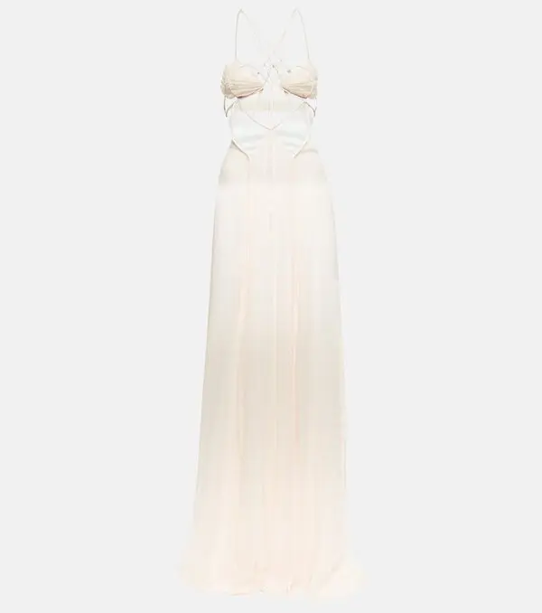 NENSI DOJAKA Bridal Cutout Silk Gown