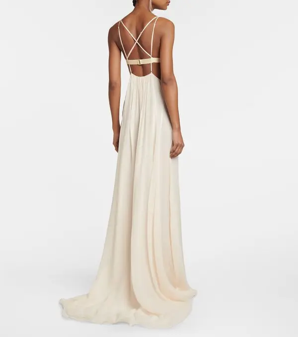NENSI DOJAKA Bridal Cutout Silk Gown
