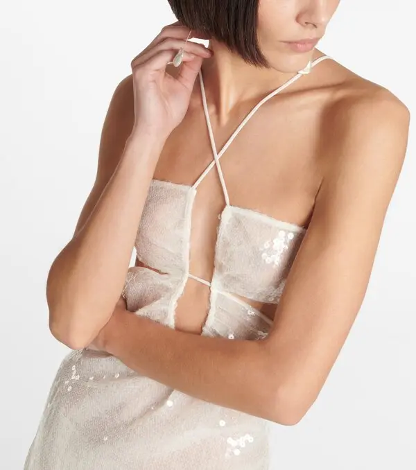 NENSI DOJAKA Bridal Sequined Tulle Gown