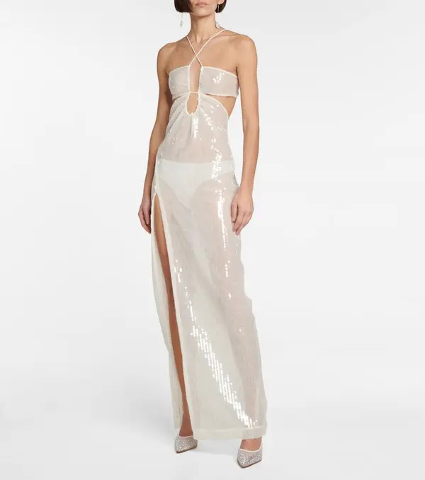 NENSI DOJAKA Bridal Sequined Tulle Gown