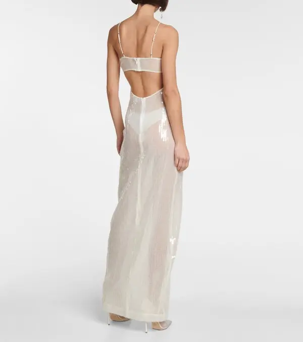 NENSI DOJAKA Bridal Sequined Tulle Gown