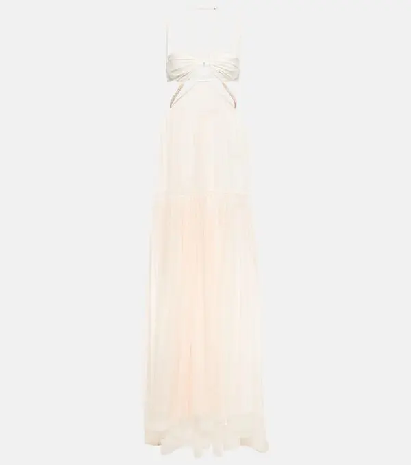 NENSI DOJAKA Bridal Silk Chiffon Gown - White