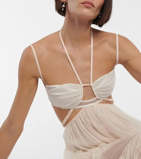 NENSI DOJAKA Bridal Silk Chiffon Gown - White