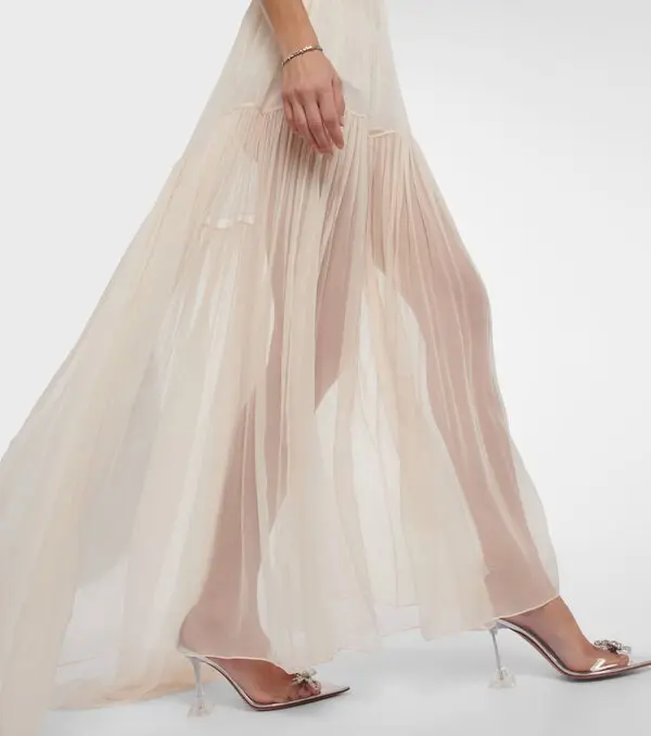 NENSI DOJAKA Bridal Silk Chiffon Gown - White