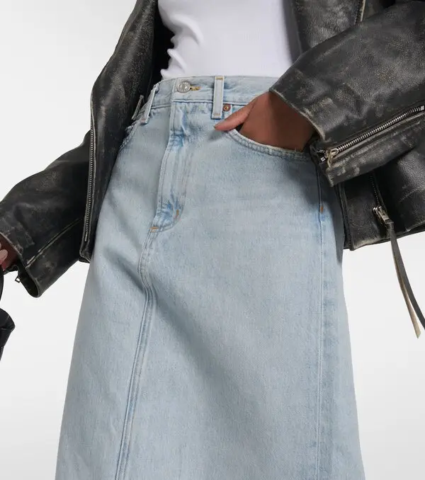AGOLDE Hilla Denim Maxi Skirt - Blue