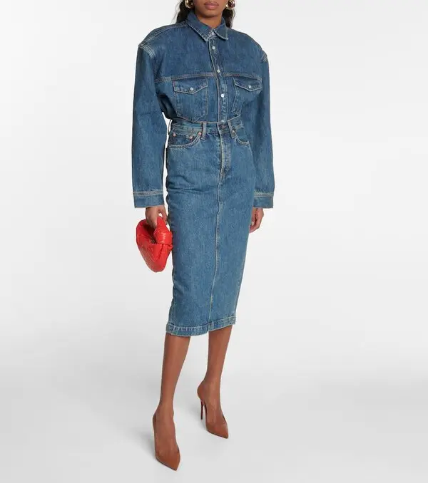 Wardrobe.NYC Oversized Denim Trucker Jacket - Blue