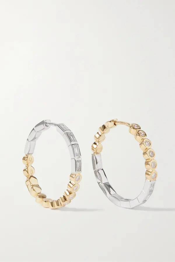 Yvonne Léon 18-karat Diamond Hoop Earrings - Gold