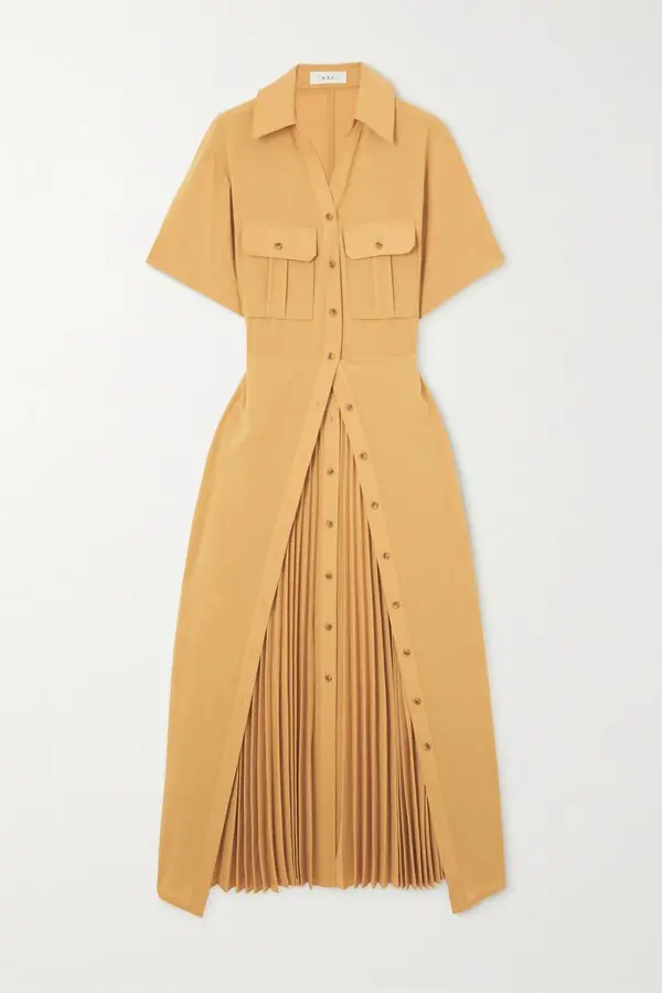 alc florence midi dress A.L.C. Florence Pleated Midi Dress
