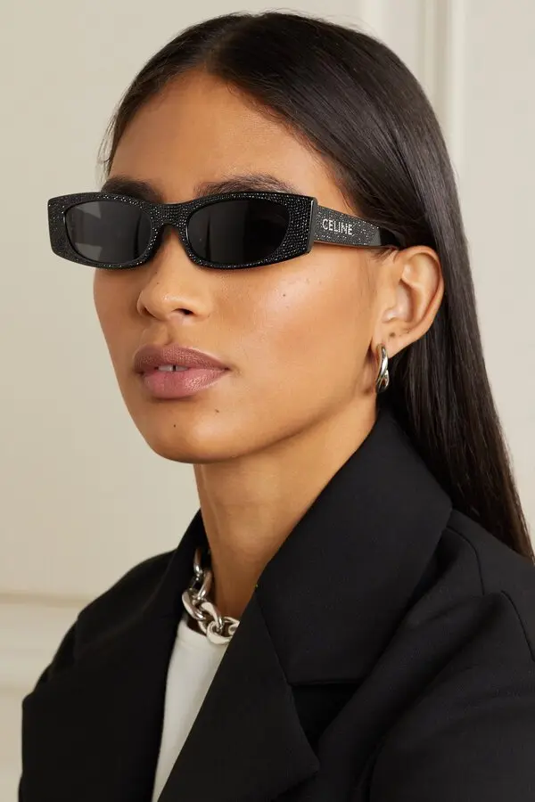 Celine Animation Crystal-embellished Cat-eye Sunglasses - Black