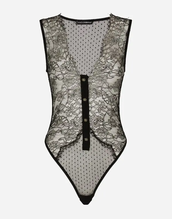 Dolce & Gabbana Lace Bodysuit With Plunging Neckline