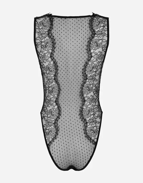 Dolce & Gabbana Lace Bodysuit With Plunging Neckline