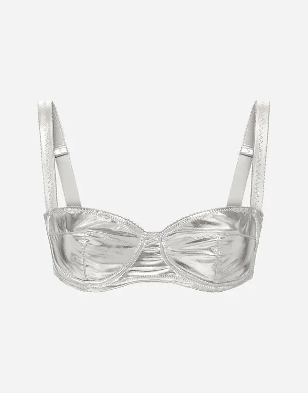 Dolce & Gabbana Coated Stretch Jersey Balconette Bra - Silver