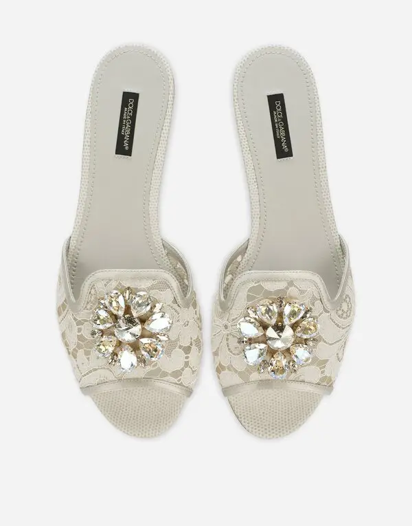 Dolce & Gabbana Lace Slides - Grey
