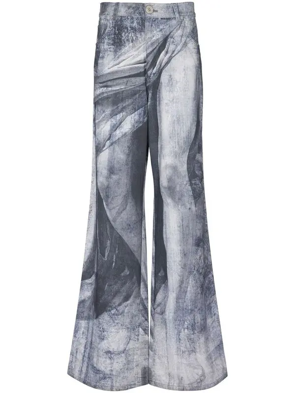 Balmain Graphic-print Wide-leg Jeans