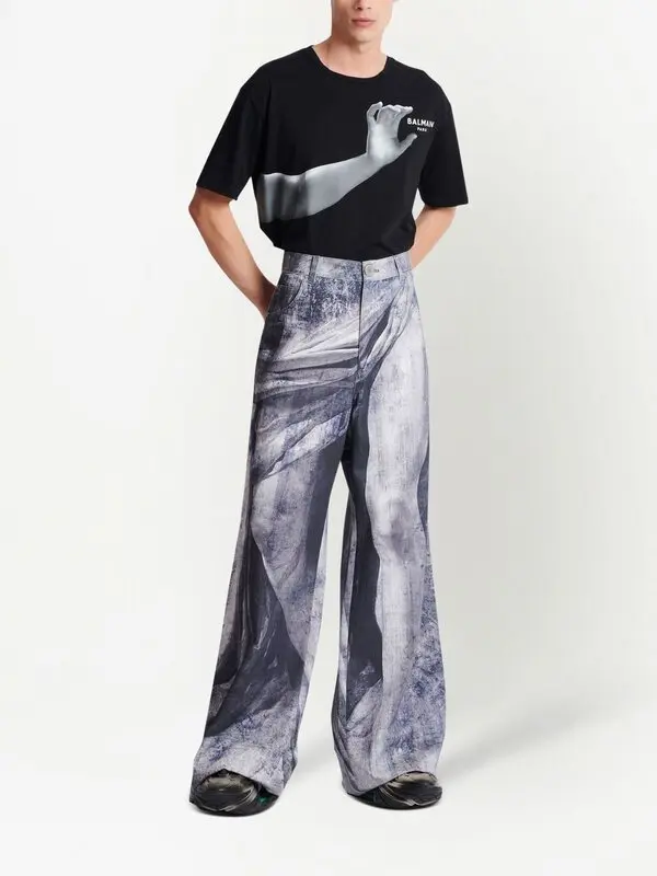 Balmain Graphic-print Wide-leg Jeans