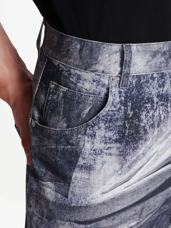 Balmain Graphic-print Wide-leg Jeans