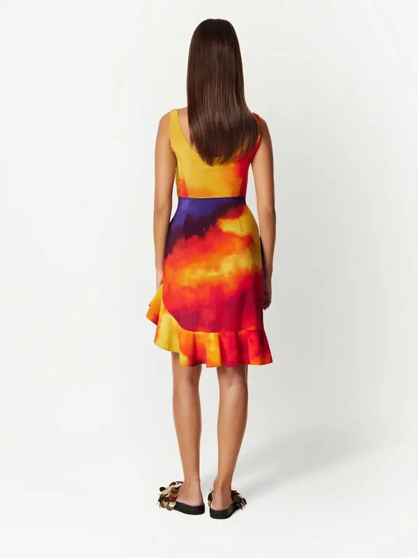 Rabanne Asymmetrical Frill-trim Dress - Multicolour