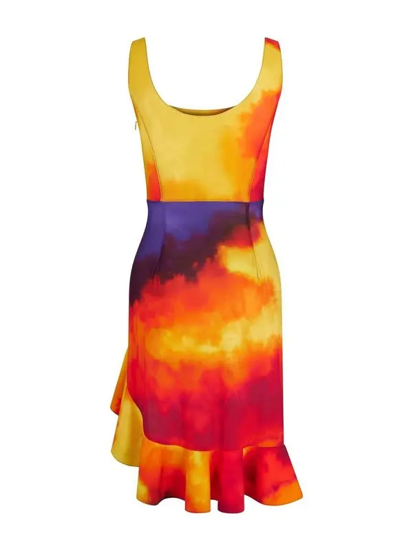 Rabanne Asymmetrical Frill-trim Dress - Multicolour