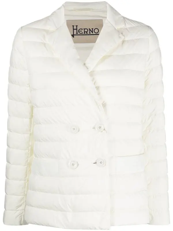 Herno Quilted Double-breasted Blazer - White