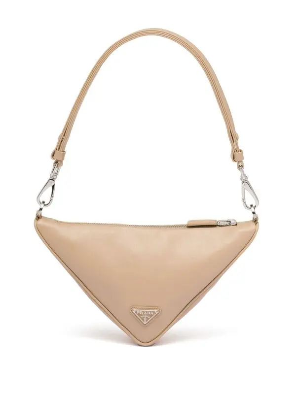 Prada Beige Canvas Strap with Silver Triangle Logo PRADA Vintage Logo Crossbody Shoulder Bag Zip Beige Brown  main image 4