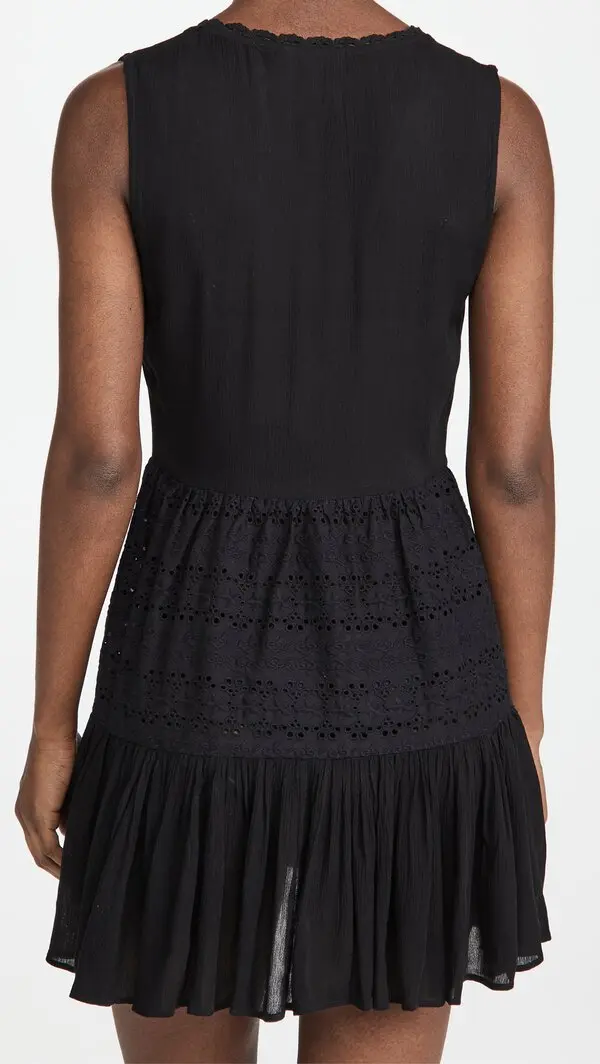 Playa Lucila Eyelet Mini Dress - Black