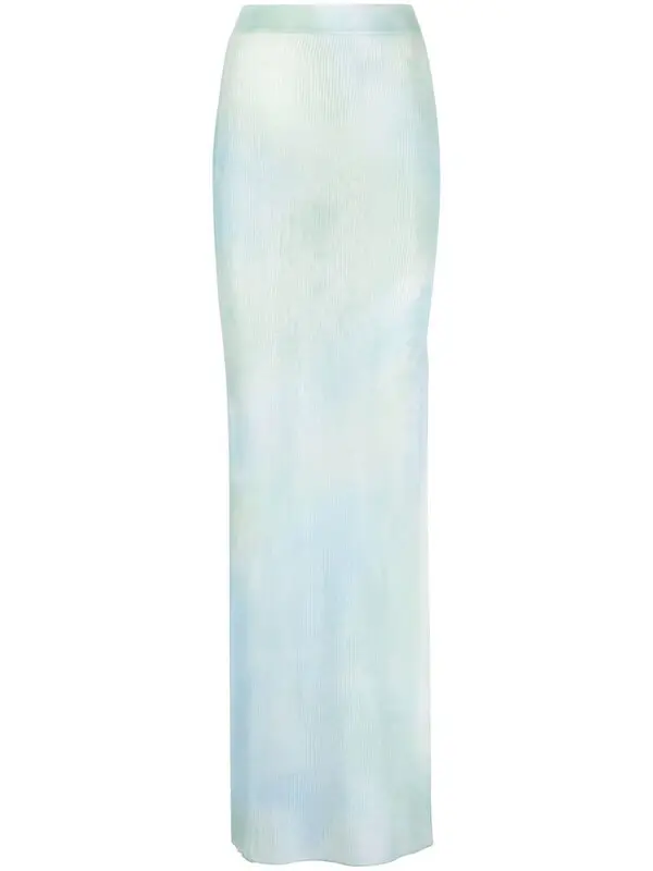 Off-White Tie-dye Sheer Maxi Skirt - Blue