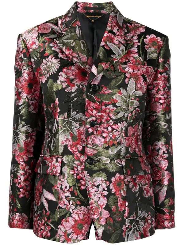Comme Des Garçons Floral Print Single-breasted Blazer - Green