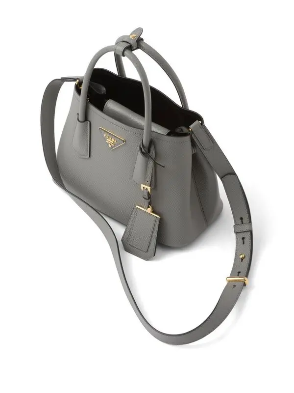 Prada Double Saffiano Leather Tote Bag - Grey | Editorialist