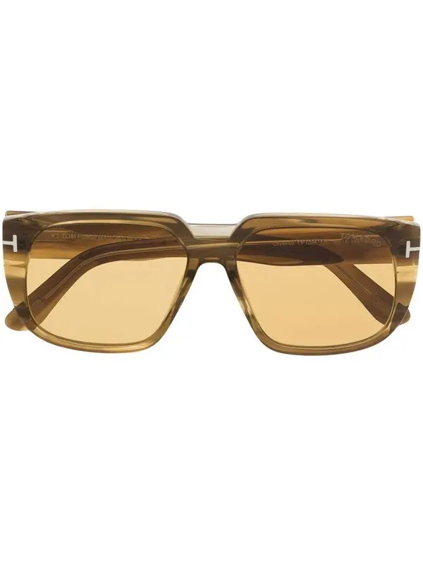 TOM FORD Rectangle-framed Tinted Sunglasses - Green