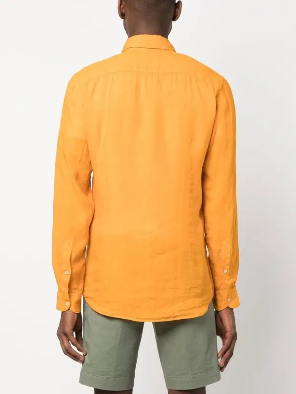 FAY Long-sleeve Linen Shirt - Orange