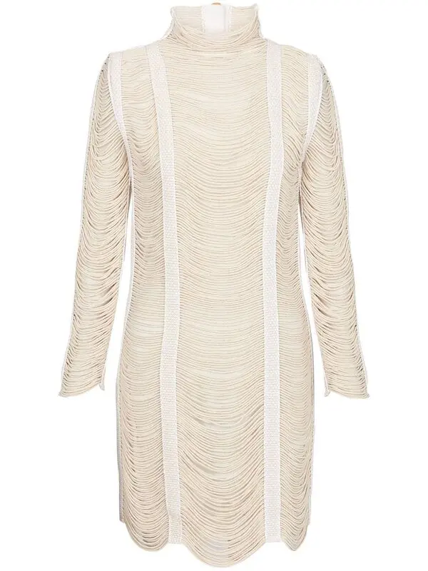 Balmain Macramé-knit Openwork Minidress