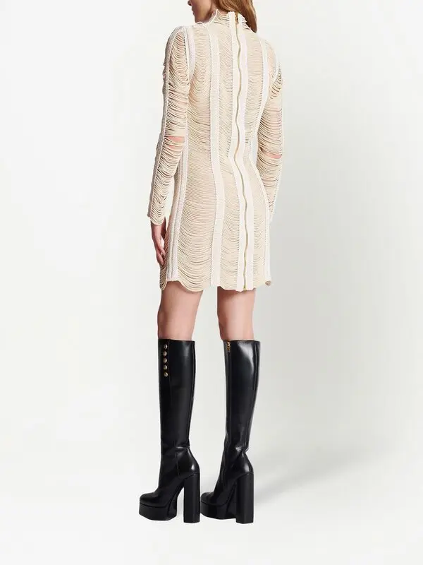 Balmain Macramé-knit Openwork Minidress