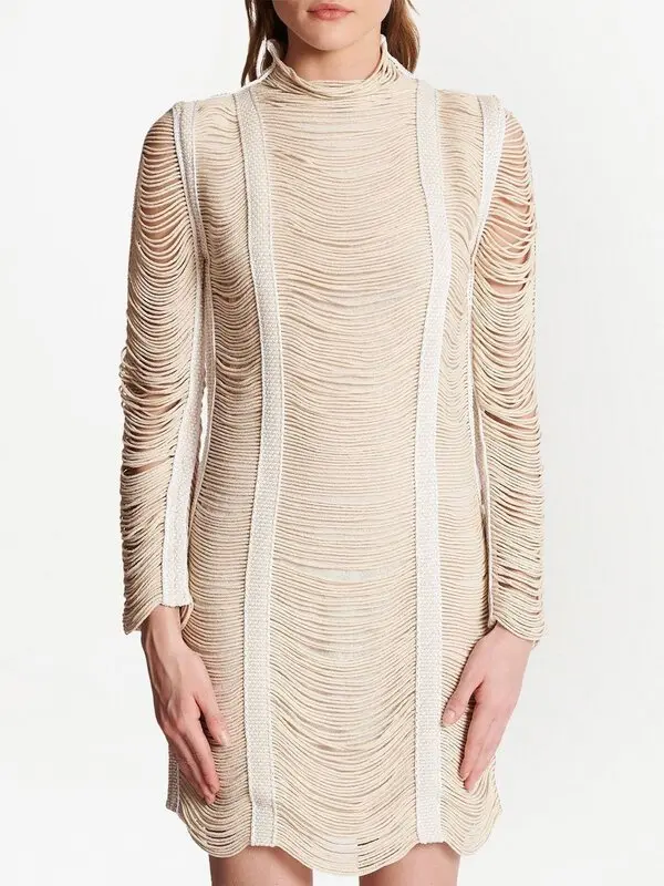 Balmain Macramé-knit Openwork Minidress