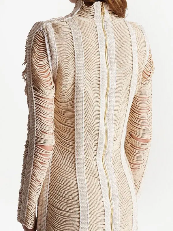 Balmain Macramé-knit Openwork Minidress