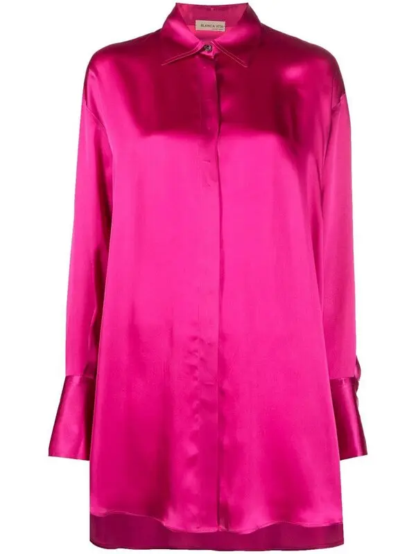 BLANCA VITA Oversized Mini Shirtdress - Pink