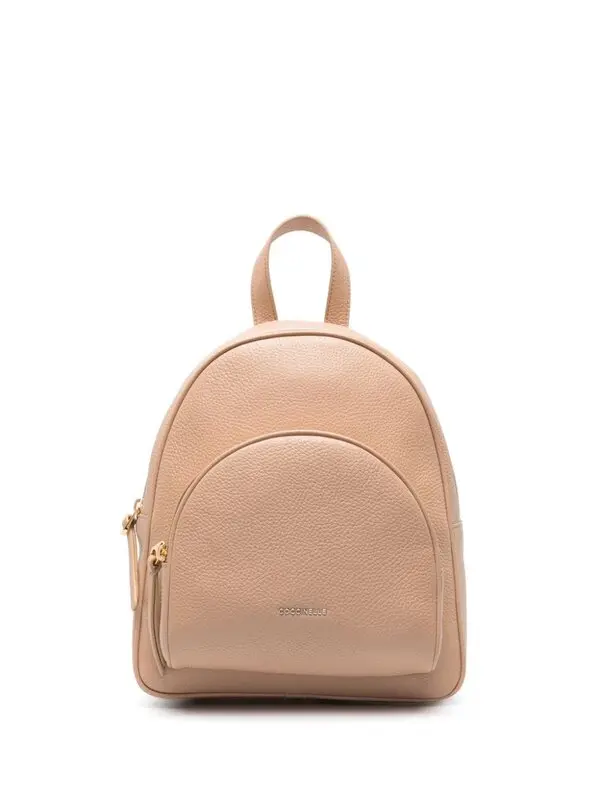 Coccinelle Pebbled Logo-Plaque Backpack In Neutrals - 15  display picture 2