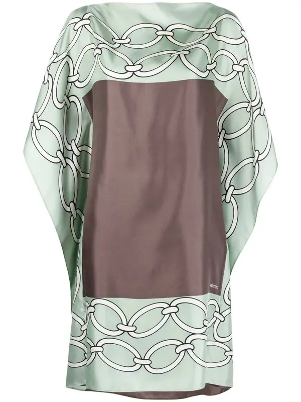 Valentino Garavani Chain 1967 Foulard-print Silk Dress - Green